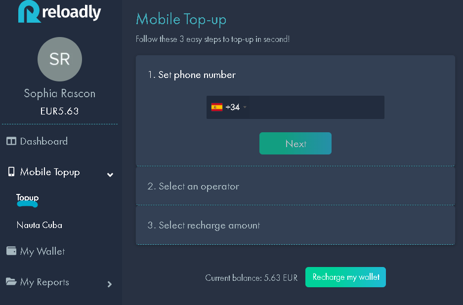 Make your first topup (Live Mode)